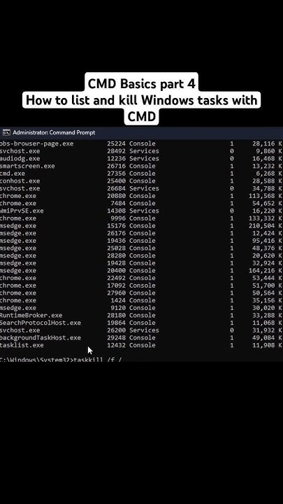 How to list and kill Windows tasks using command prompt#tech #technology #windows #shorts #howto ...
