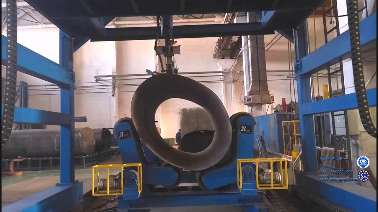 fuel tank production line special shape tank welding rotator - YouTube