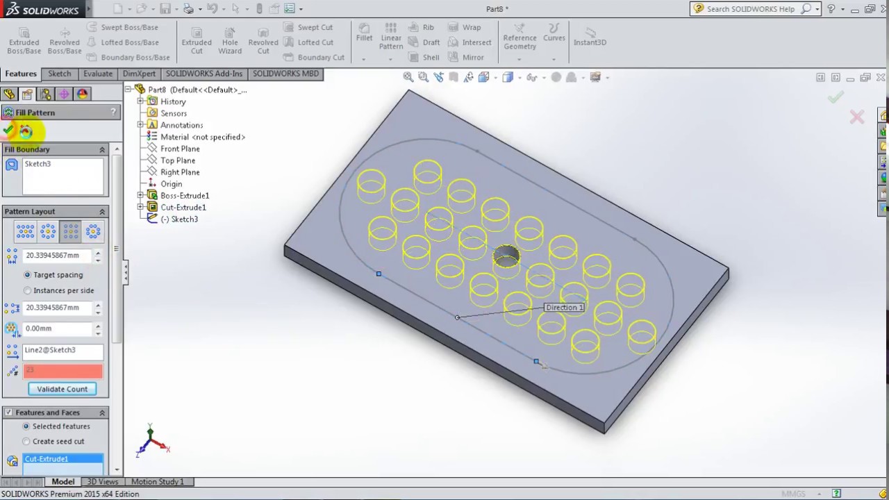 52 SolidWorks 2015 Tutorial 52 Fill Pattern - YouTube