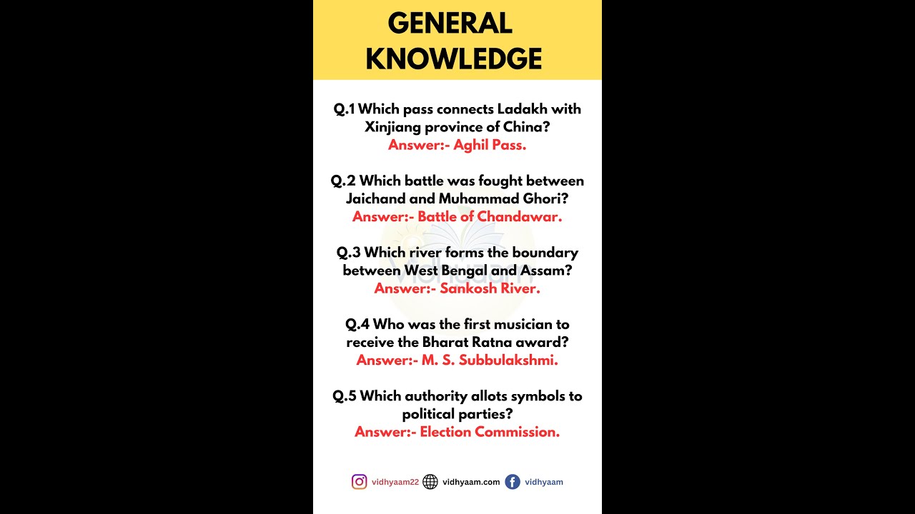 General knowledge questions and answers | General knowledge #generalknowledge #gkquestions # ...