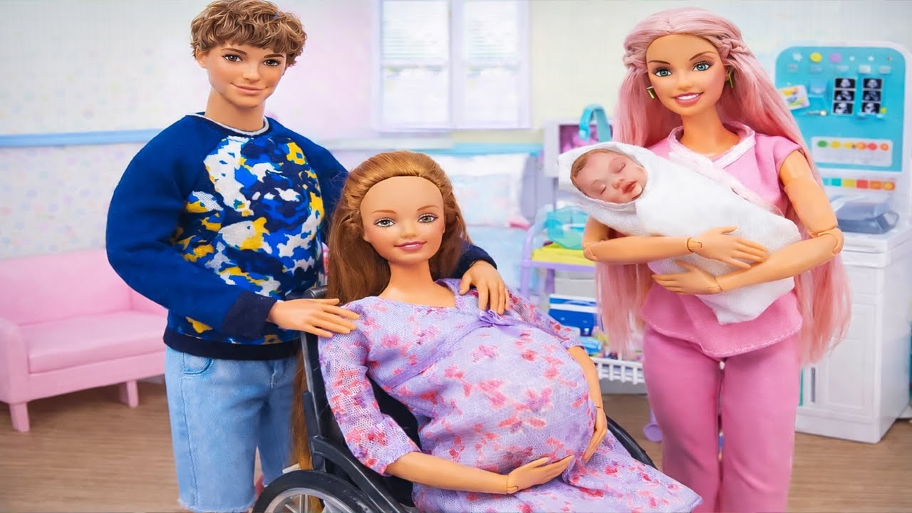 Barbie Midge & Ken Doll Family NEW Baby Hospital Routine 🏥 바비인형 아기 ...