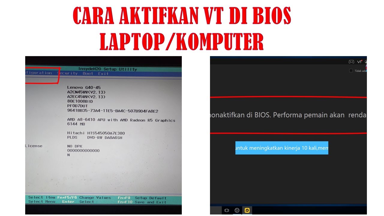 CARA AKTIFKAN VT DI LAPTOP LENOVO LDPLAYER EMULATOR AKTIFKAN VT TEKNOLOGI VIRTUALISASI LAPTOP ...