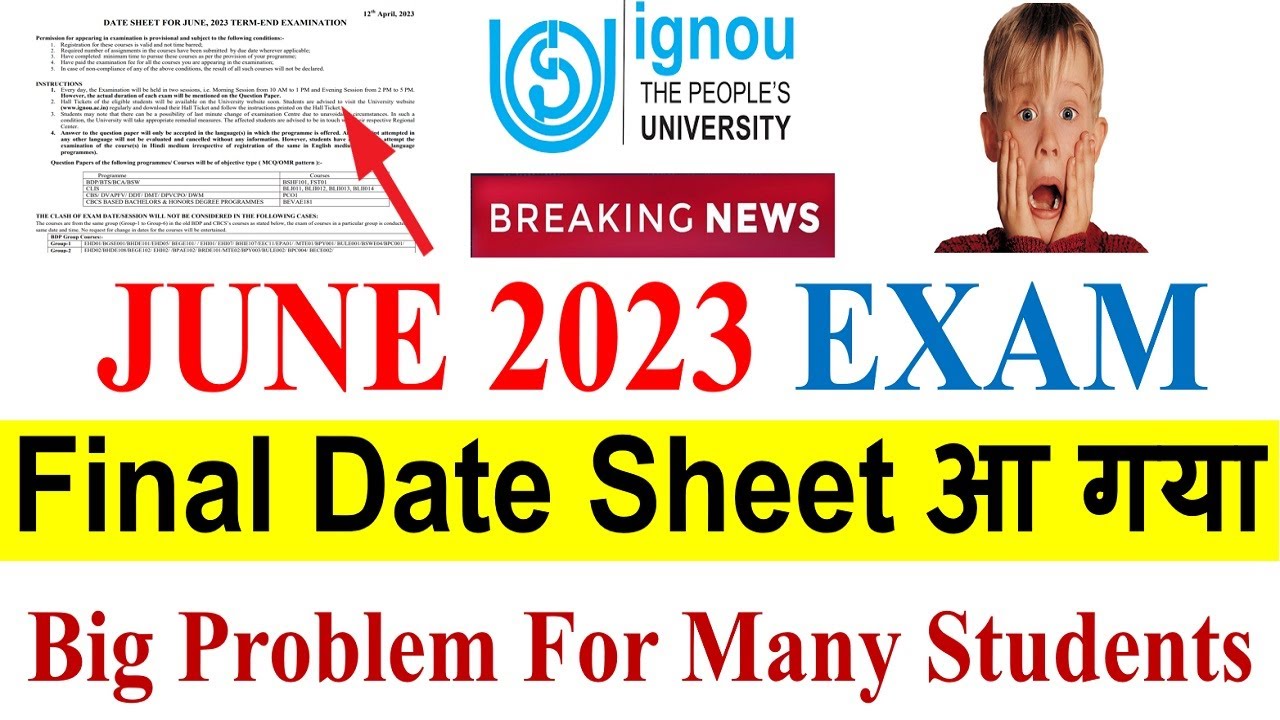 😲{Breaking News } IGNOU Final Date Sheet Released For June 2023 Exam ...