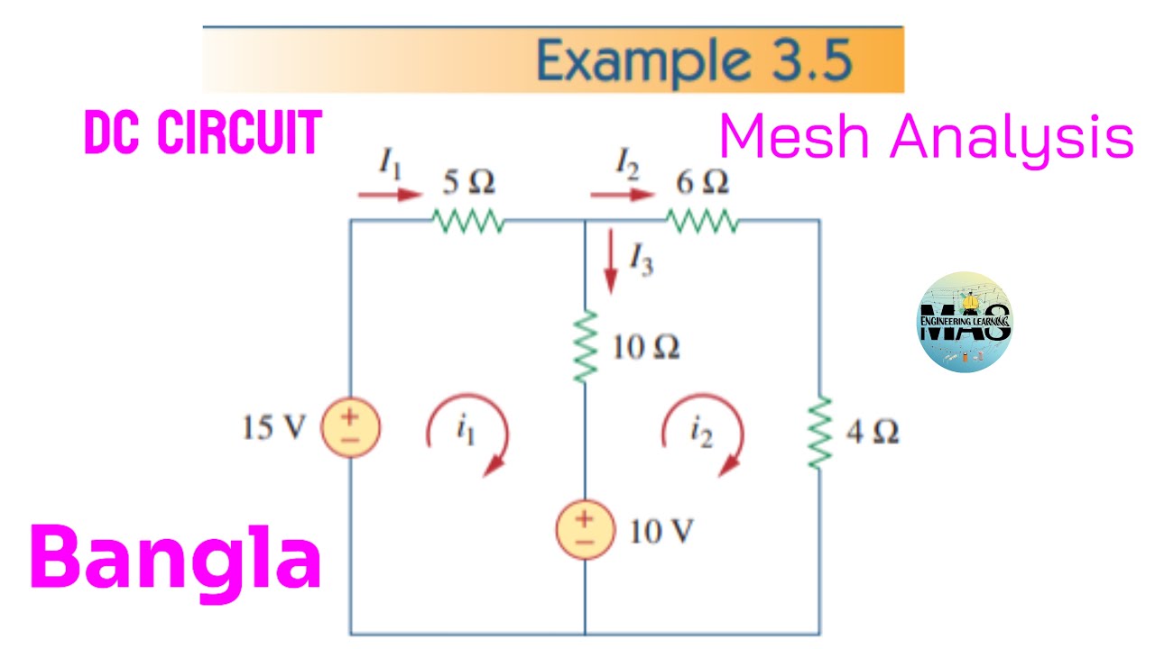 Example 3.5 || Fundamentals of Electric Circuits | Alexander & Sadiku | DC Circuits | Mesh ...