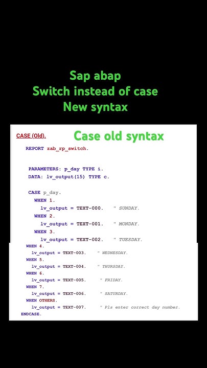 Case - switch new syntax 📚#shortsfeed #shortsviral #ytshorts #sapabap #abap #trendingshorts # ...