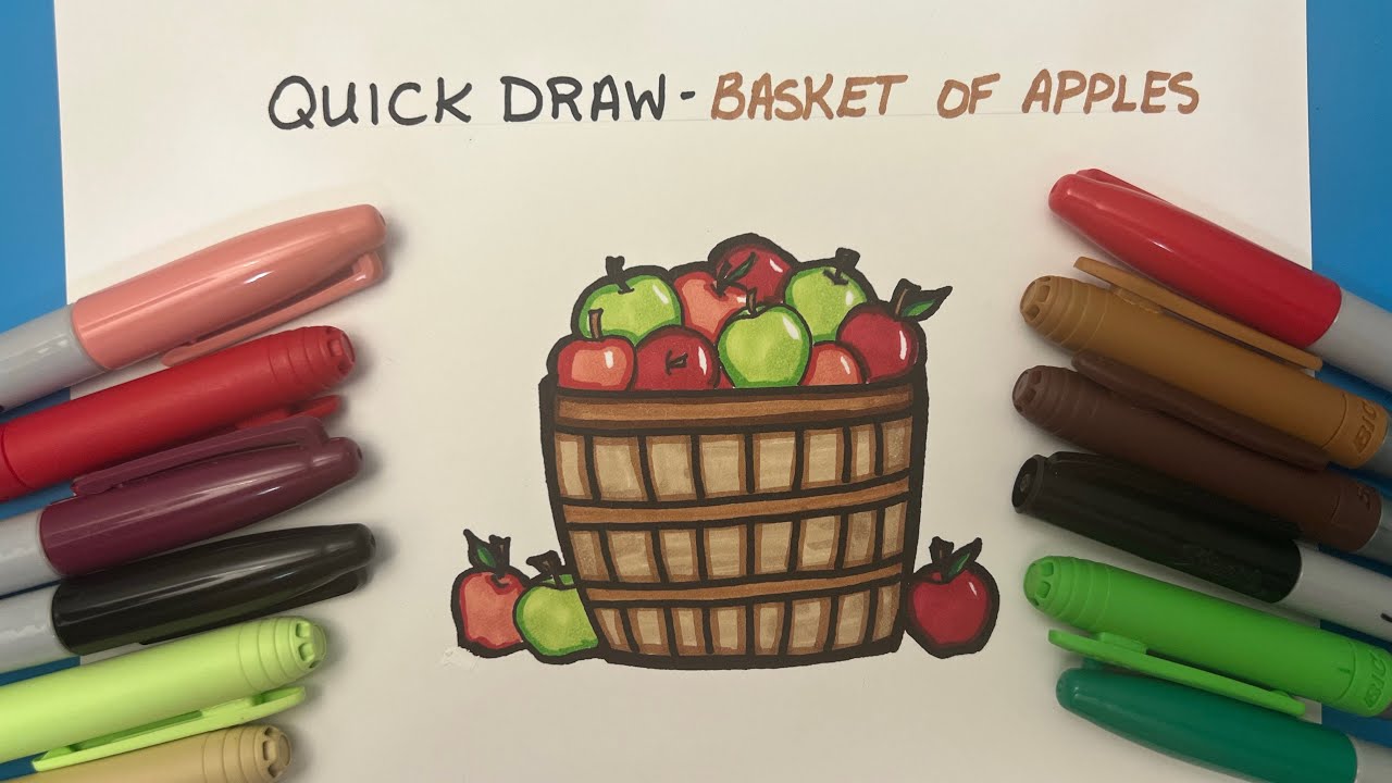 Quick Draws for Kids - How to Draw a Basket of Apples (Easy) - YouTube