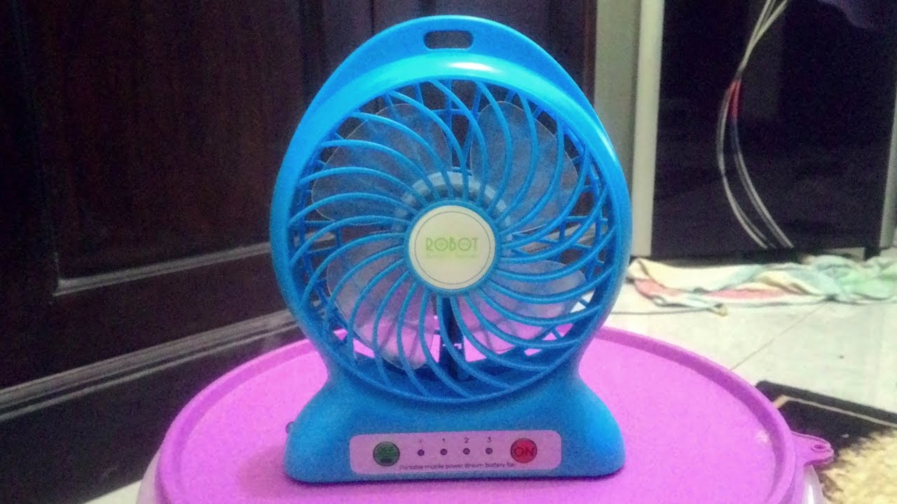 Robot portable rechargeable fan - YouTube