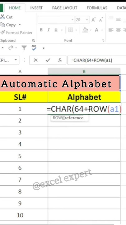Automatic Alphabet fill with char function !#excel #microsofttips #exceltips#exceltricks# ...