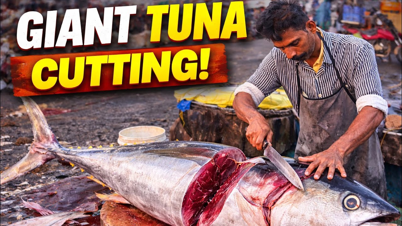 BIG GIANT TUNA FISH CUTTING SKILL•KERALA STYLE - YouTube