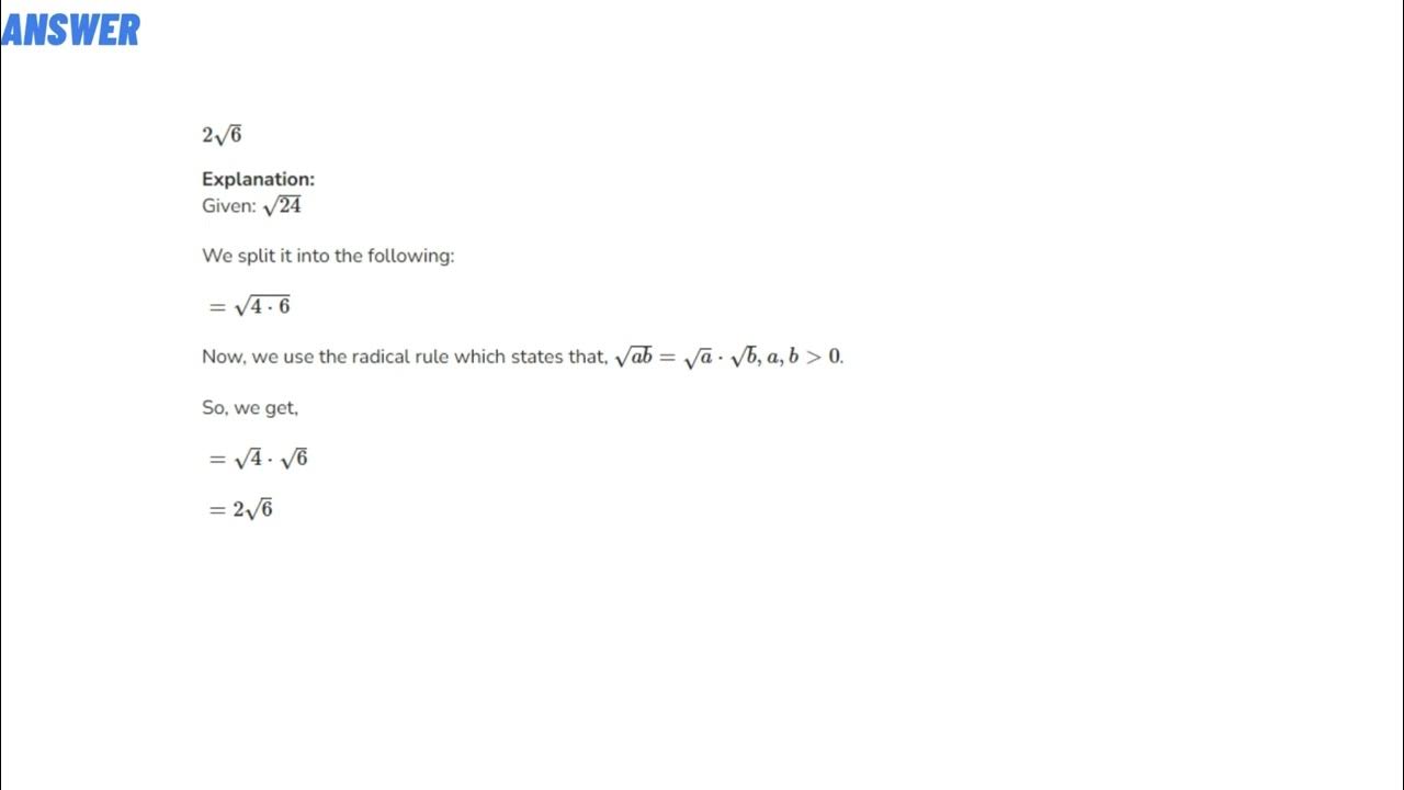 what-is-the-square-root-of-24-youtube