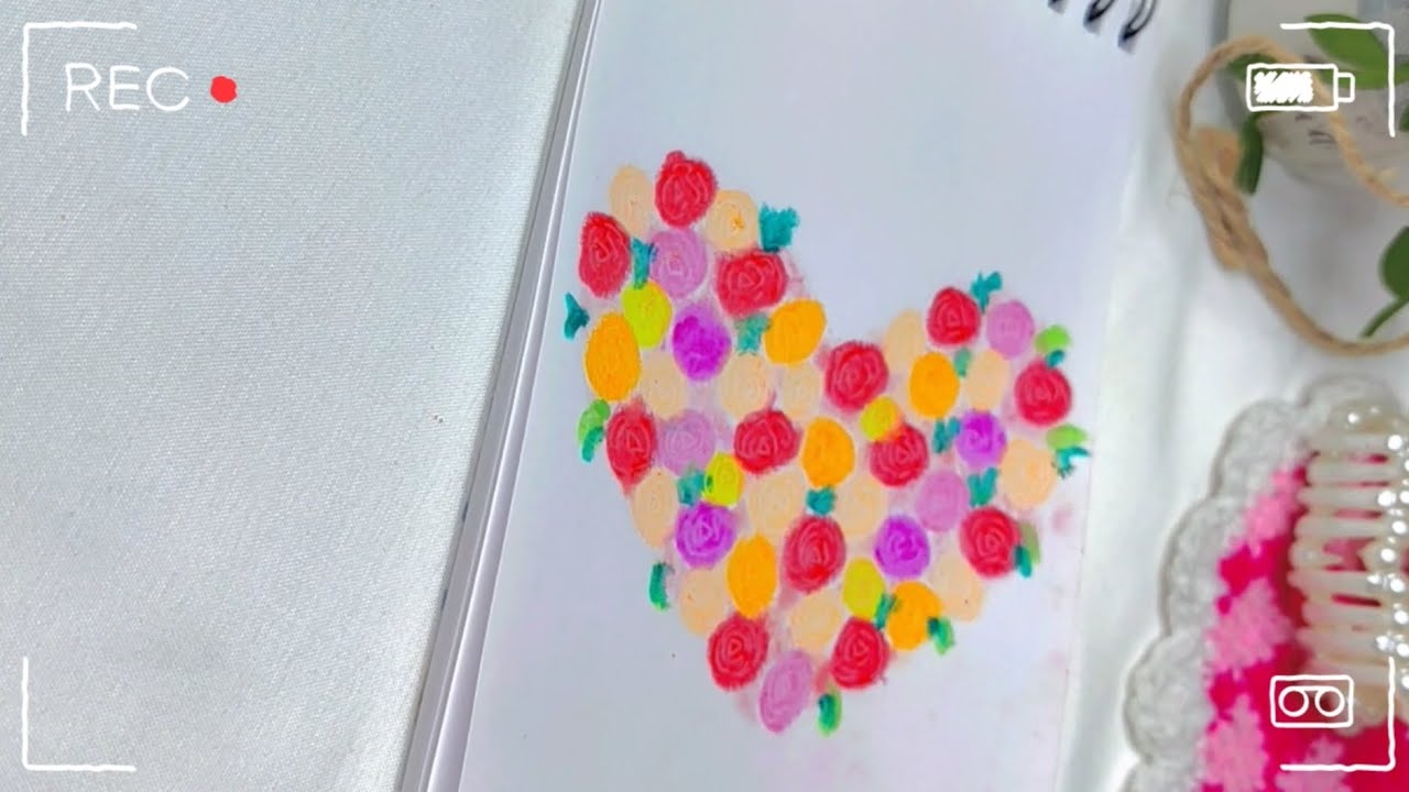 how to draw a heart rose with oil pastel / oil pastel drawing 💗 - YouTube