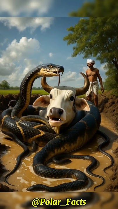 Giant Snake Attacks Cow in Mud Pit | Shocking Moment Caught!#humanity # ...