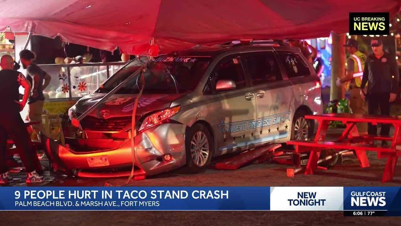 9 people hurt in Fort Myers taco stand crash - YouTube
