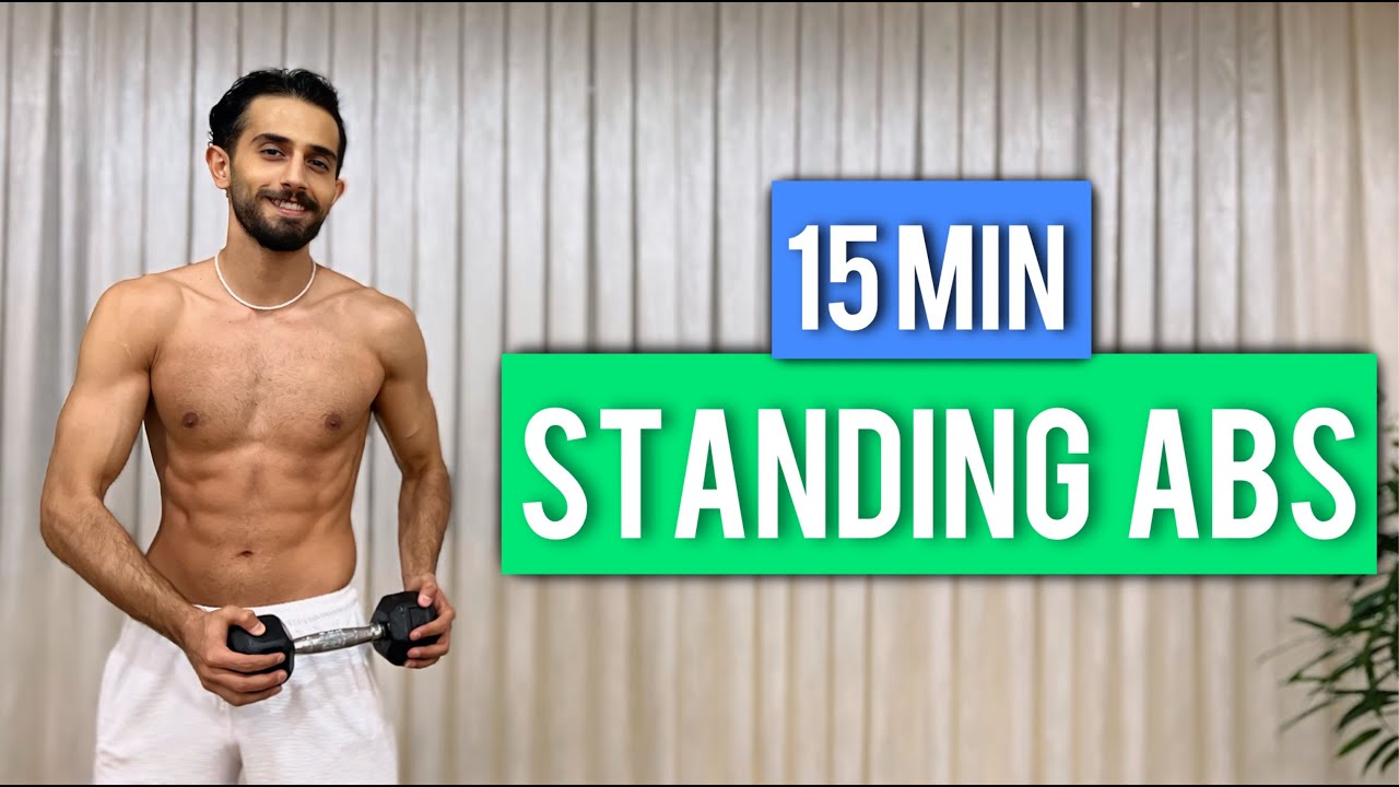 15 MIN STANDING ABS WORKOUT to burn fat with dumbbells - standing abs ...