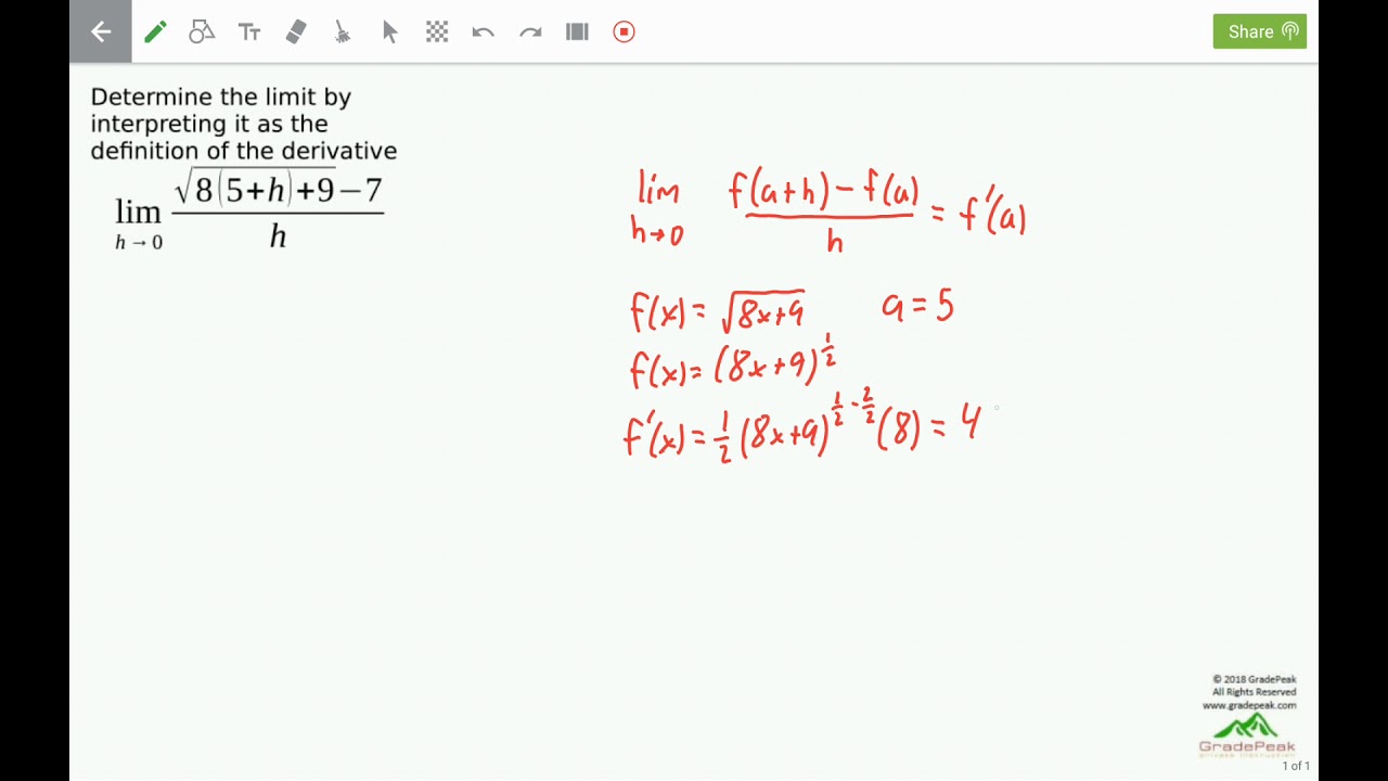 GradePeak Calculus 1 Derivative Interpretation From The Definition 2 06 ...