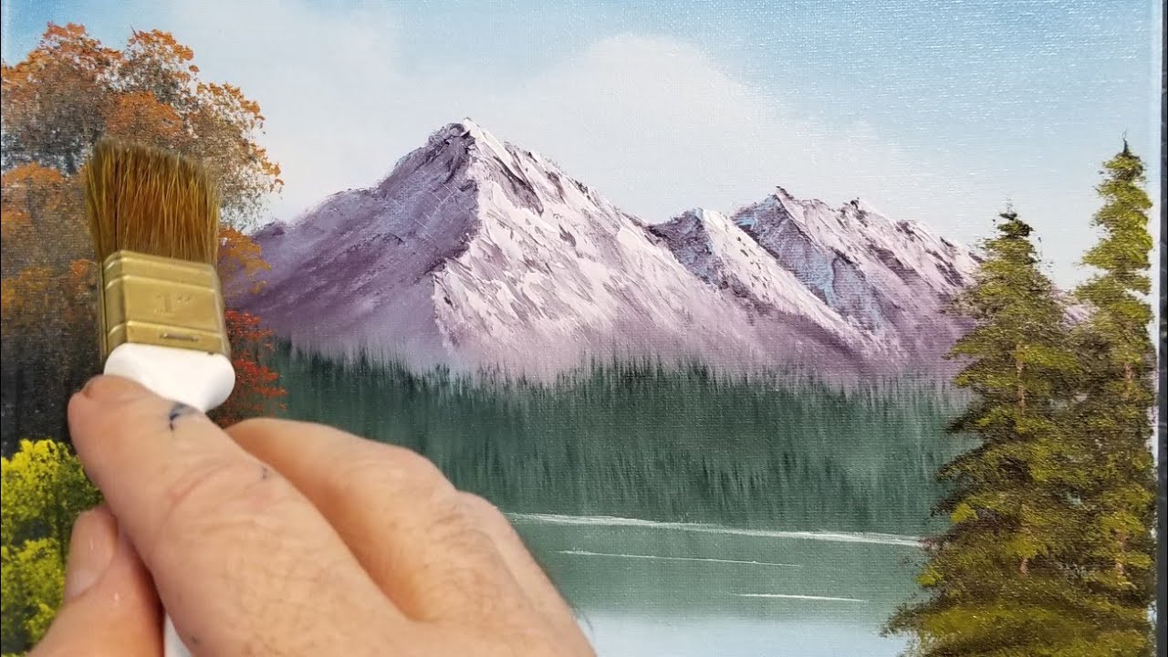 EASY MOUNTAIN PAINTING TUTORIAL|EASY LAKE PAINTING TUTORIAL|EASY TREES ...