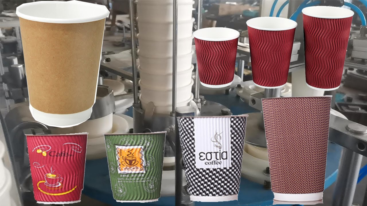 Small double wall paper cup machine Emboss reverse Ripple cardboard cup ...