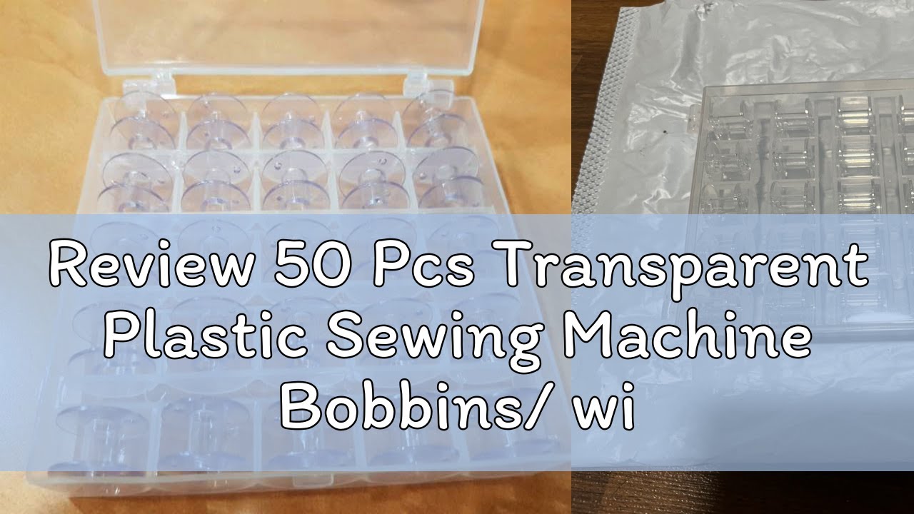 Review 50 Pcs Transparent Plastic Sewing Machine Bobbins/ with Storage ...