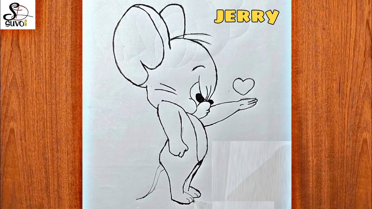 How to draw jerry with heart | angry Jerry | easy drawing for jerry ...