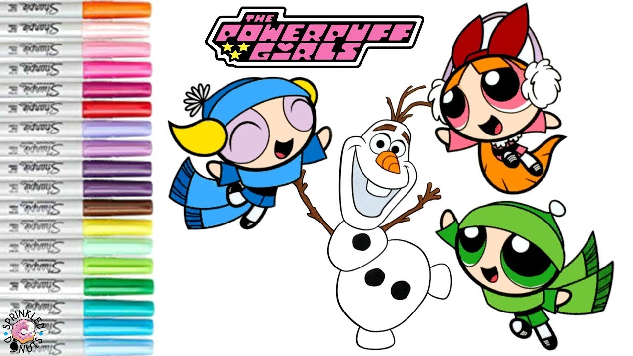 Powerpuff Coloring Book Page Disney Frozen Olaf Winter PPG | SPRiNKLED ...