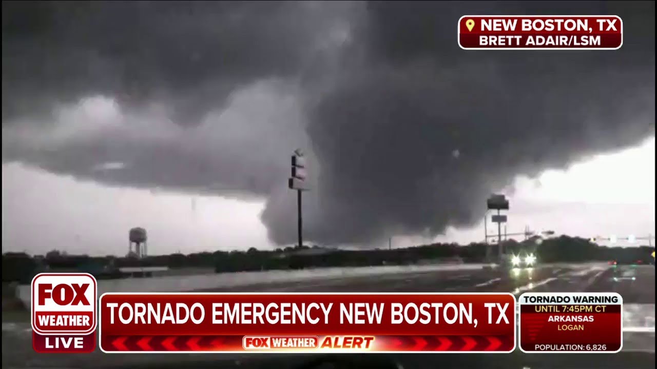 Lightning Illuminates Tornadic Storm Near New Boston, TX - YouTube