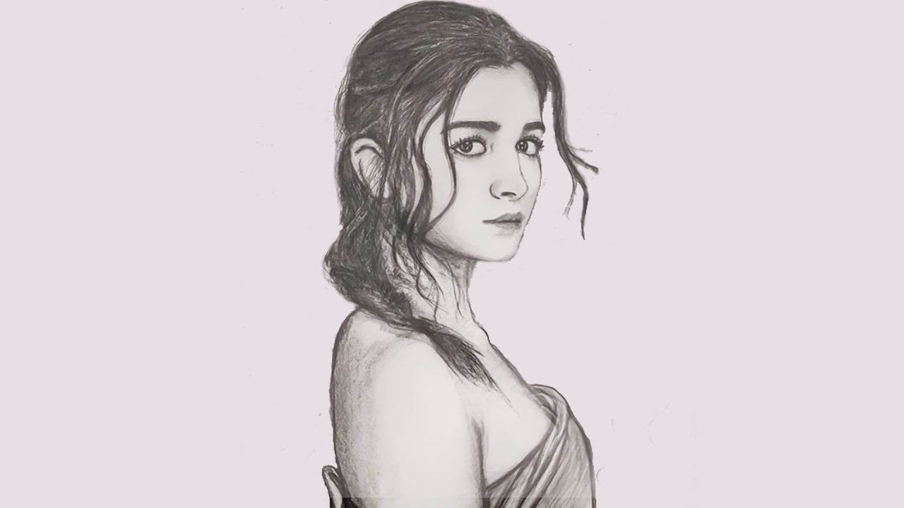 How to Draw alia bhatt with pencil || BM Drawing Academy - YouTube