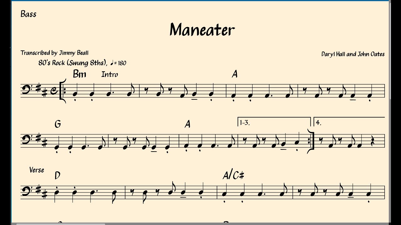 Maneater - Bass Chart | Free Download - YouTube