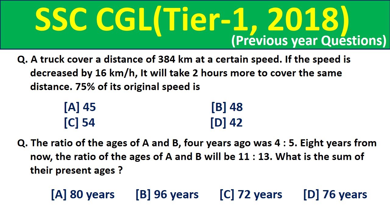 Math practice questions/ Previous year questions of SSC CGL(Tier-1 ...