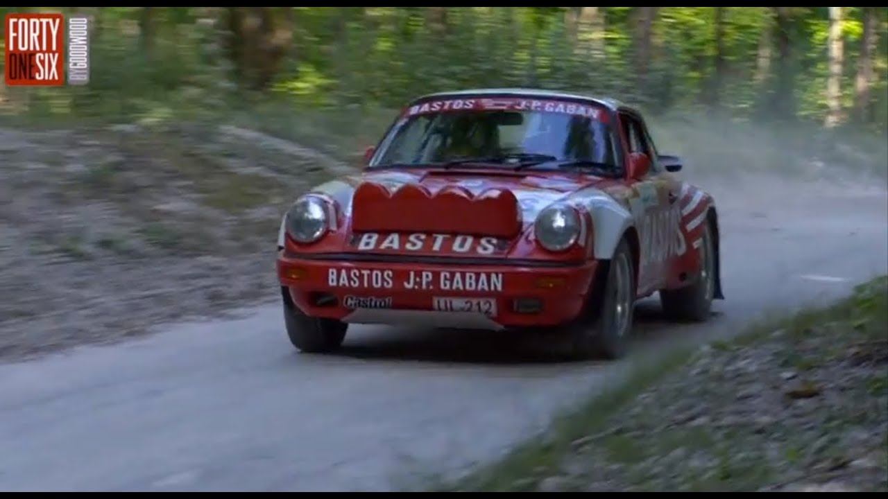 The flying Bastos Porsche 911 at Goodwood Festival of Speed rally stage ...