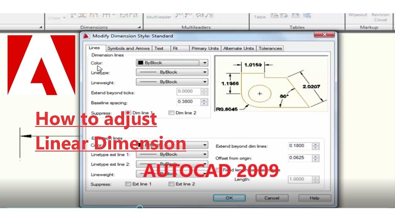 AutoCAD linear: Autodesk 2009: how to set dimension easy way - YouTube