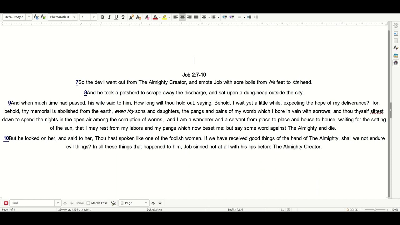 10 23 Scripture Job 2:7 10 - YouTube
