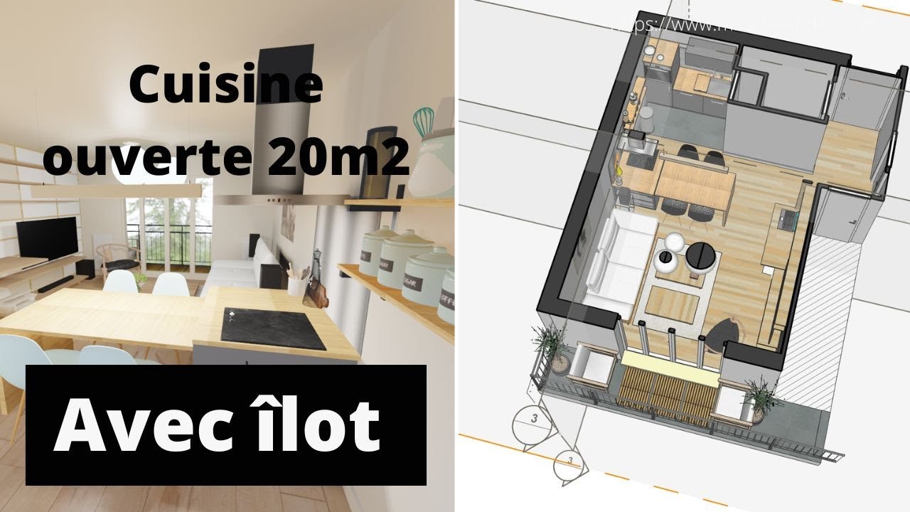 Découvrez sans attendre ce plan cuisine ouverte sur salon 20m2 avec ...