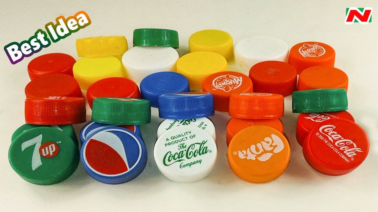 plastic bottle caps craft idea with color paper | best out of waste ...