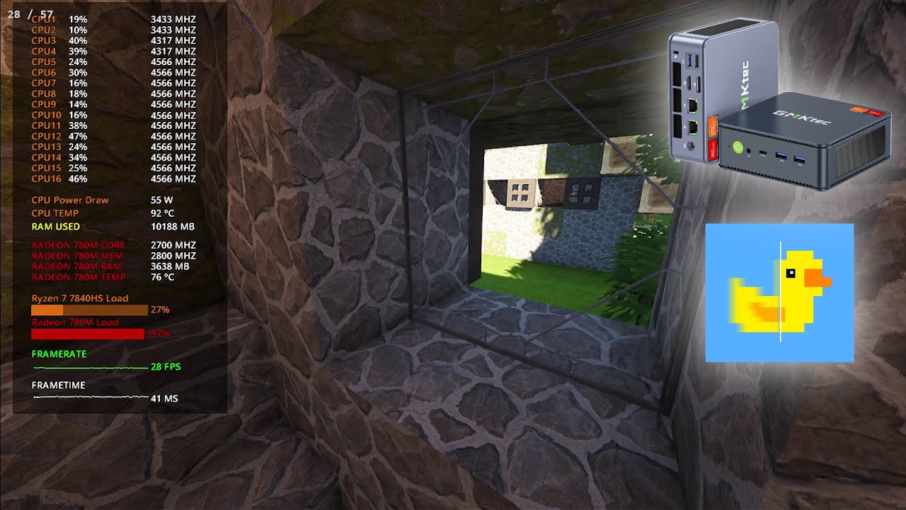GMK K6 Radeon 780m Stratum 512x Minecraft 1.21.1 Realistic Graphics ...