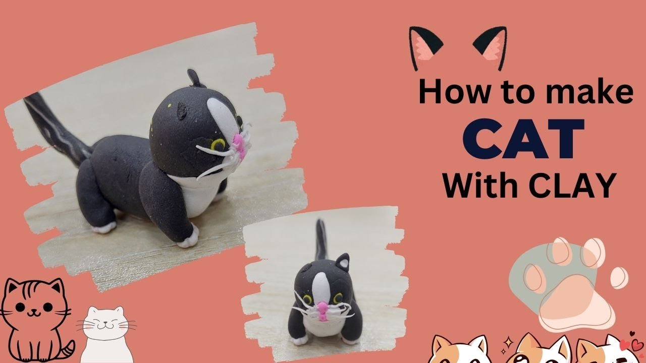 🐈‍⬛Kawaii Clay Cat | Easy DIY Craft Tutorial!🐈‍⬛🐈#diy #craft #catcraft ...