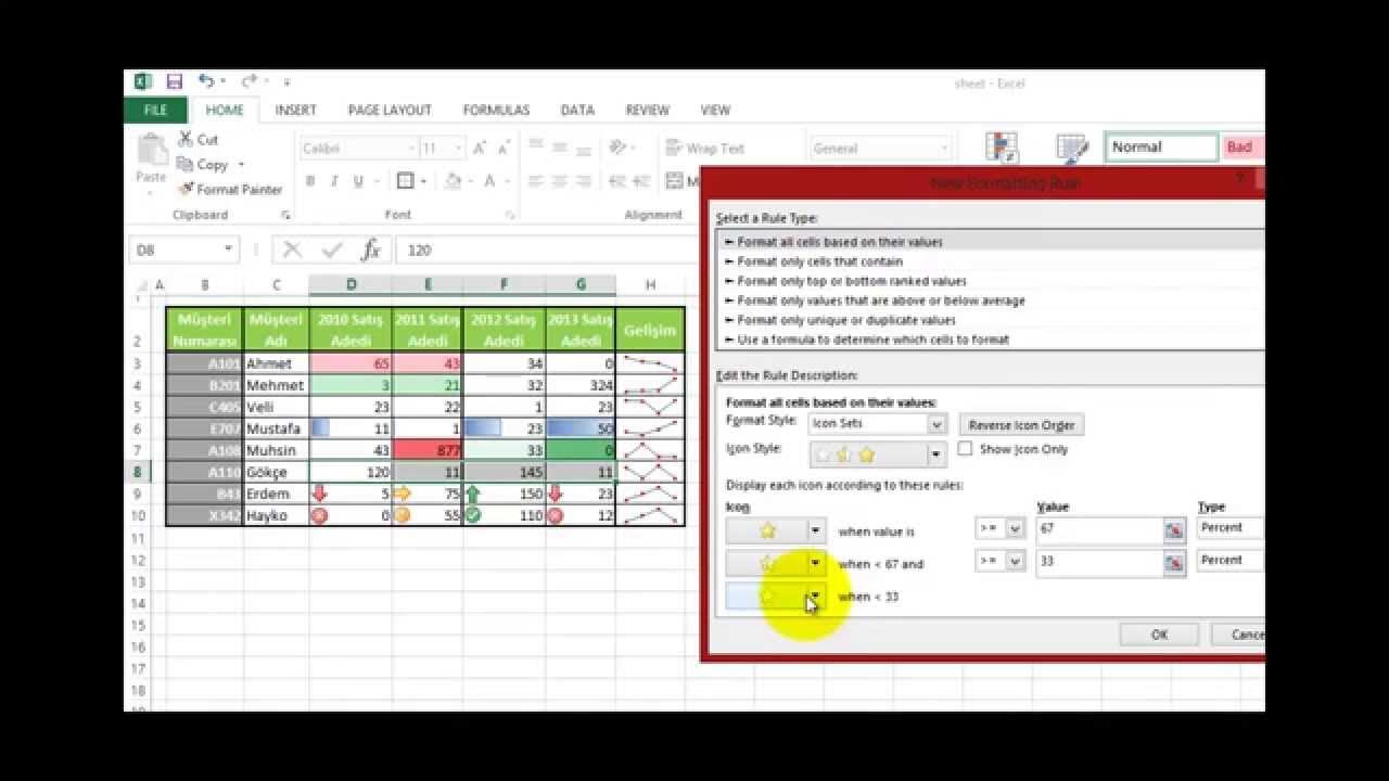 Yakın Kampüs - Excel 8 - Sparkline ve Conditional Formatting Uygulamaları - YouTube