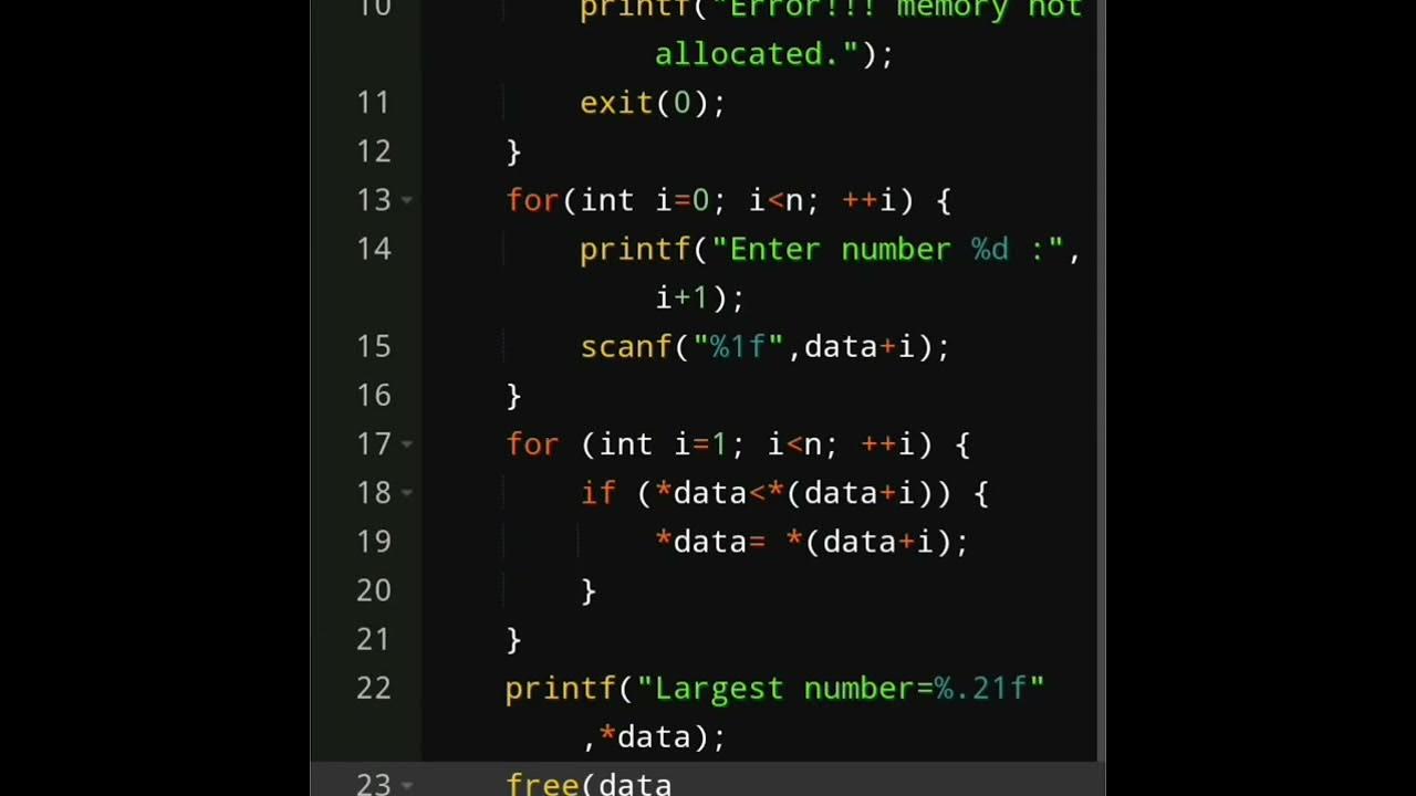 C Program to Find Largest Number Using Dynamic Memory Allocation In 50 X Speed 🥵 #education # ...