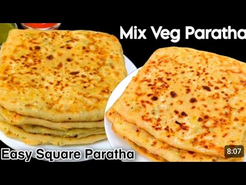 Easy Mix Veg Square Paratha/ Quick and Easy Breakfast Recipe / How To ...