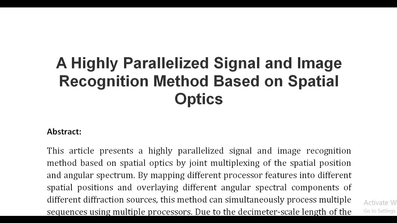 A Highly Parallelized Signal and Image Recognition Method Based on Spatial Optics - YouTube