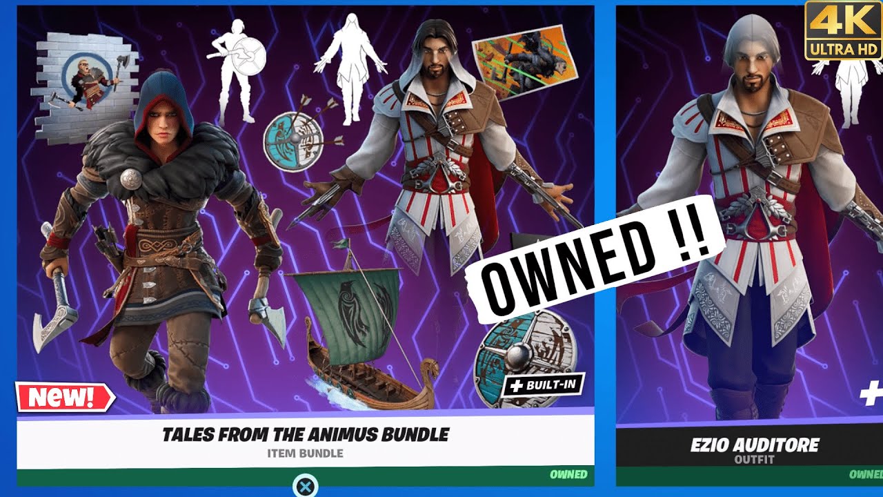 Fortnite Assassin's creed Bundle - Purchased (Ezio Auditore and Eivor ...