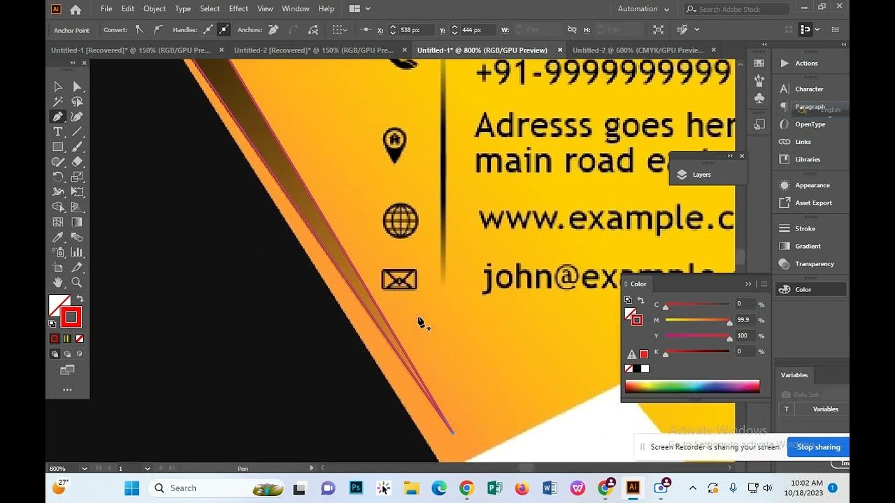 Adobe Illustrator Crafting Visiting Cards with Precision Using Pen ...
