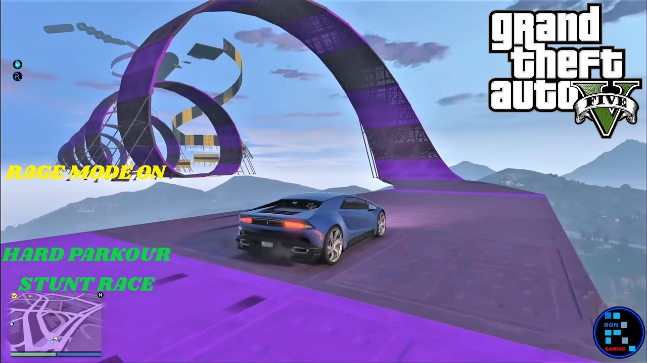 GTA V | RON Rage Quits On Hard Stunt Race Parkour - YouTube