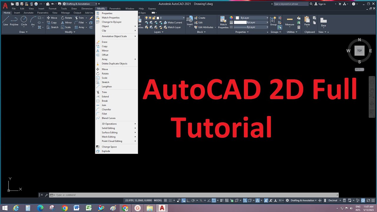 AutoCAD Full 2D Tutorial - YouTube