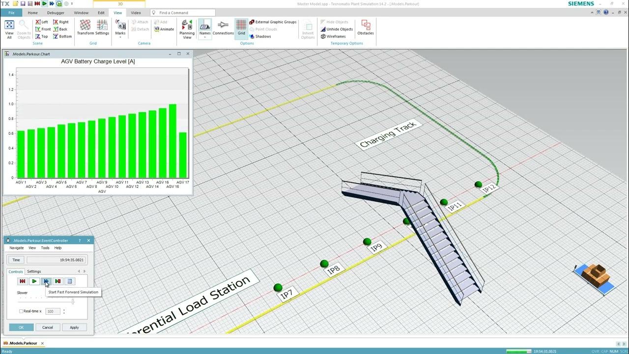 Plant Simulation -AGV RGV充電 - YouTube