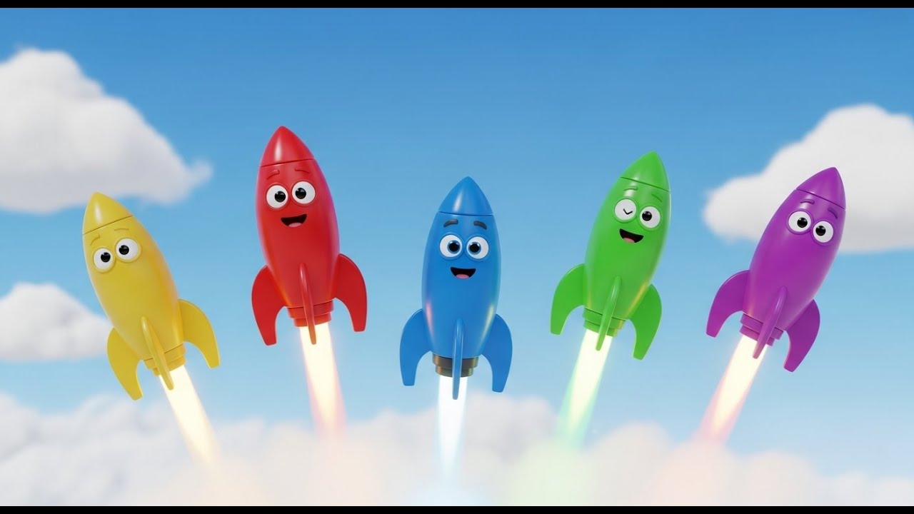Five Little Toy Rockets Zoom Zoom Zoom | Space Song & Counting for Kids ...