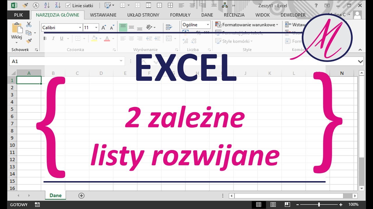 Excel: Dwie zależne listy rozwijane i formuła tablicowa - YouTube
