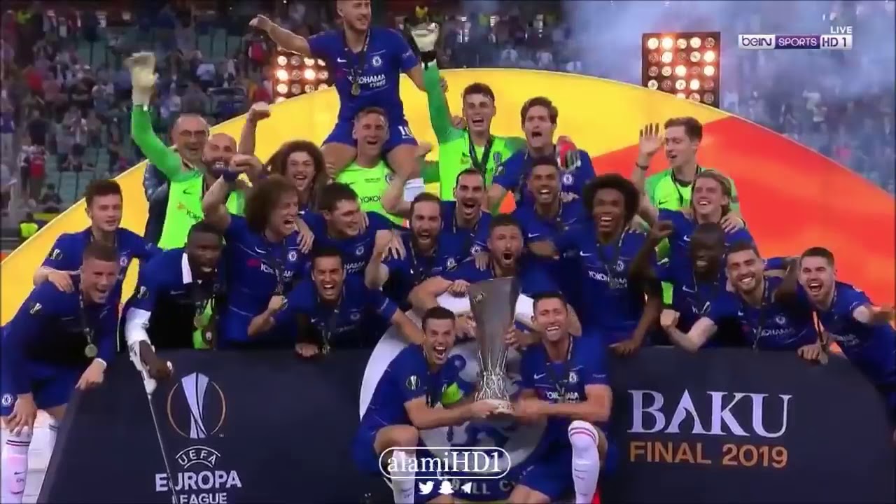 Chelsea lifting the europa league | - YouTube
