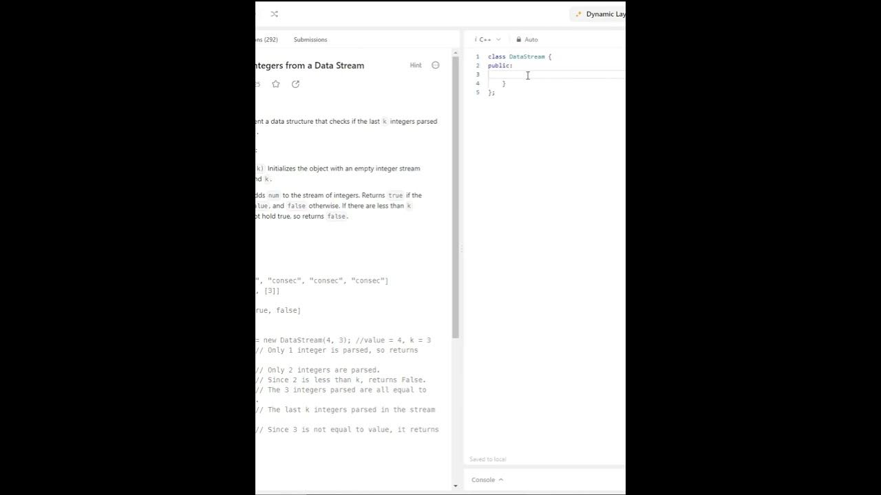 Find Consicutive Integers From A Data Stream Leet Code Cfam Leetcode2526 Leetcode Youtube