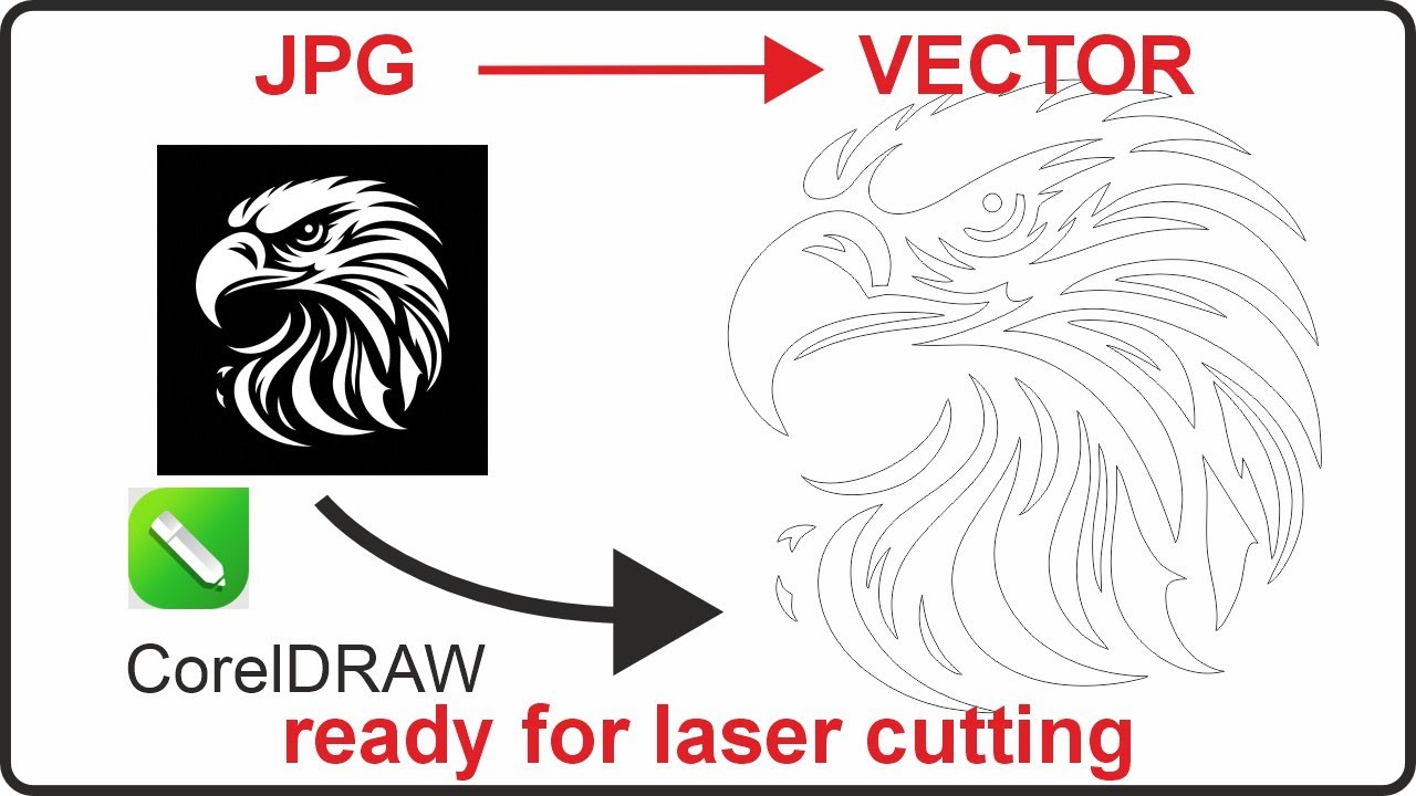 Corel Draw Eagle jpg to vector ready for laser cutting metal wall ...