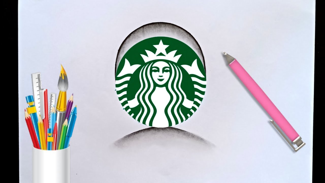How To Draw Starbucks Logo in 3D ! Starbucks coffee ! Starbucks logo 🤨🧐 ...